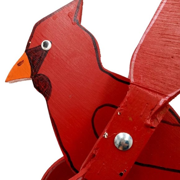 Accents | Red Cardinal Folk Art Whirligig Vintage Bird Handmade Wind ...
